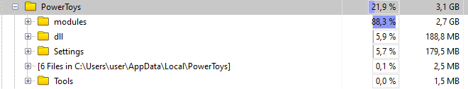 dll is duplicated almost in every module folder leading to 3gb powertoys folder size · Issue ...