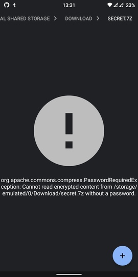 Unable to open encrypted 7z/zip archives · Issue #385 · zhanghai/MaterialFiles · GitHub