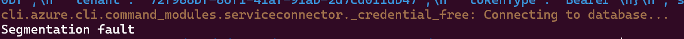 Az Webapp Connection Create Sql On Linux Throws A Segmentation Fault