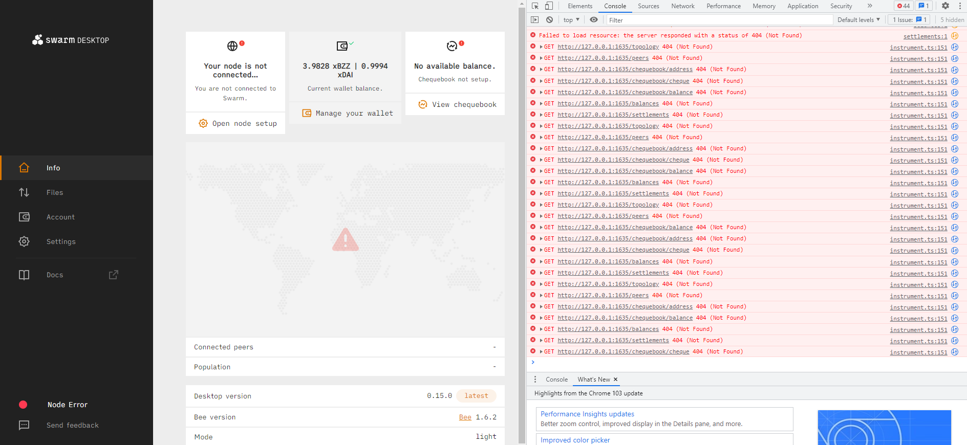 Windows + Chrome - Errors after upgrading from ultra-light to light · Issue #208 · ethersphere ...