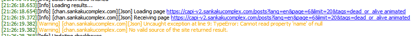 Sankaku Error: [Json] Uncaught exception at line 9: TypeError: Cannot read property 'name' of ...