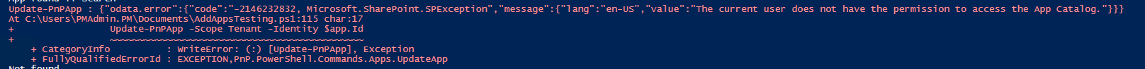 [BUG] Update-PnPApp and Get-PnPApp is not working for SharePoint 2019 · Issue #1671 · pnp ...