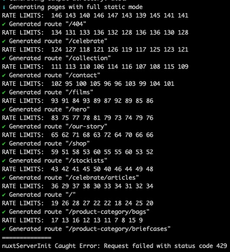 nuxtServerInit and static, rate limiting · Issue #10281 · nuxt/nuxt · GitHub