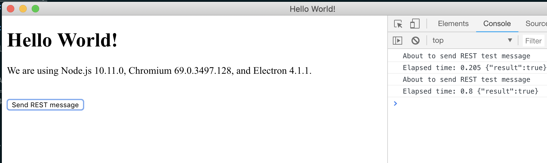 20 second delay before main process REST server can receive message from renderer process ...
