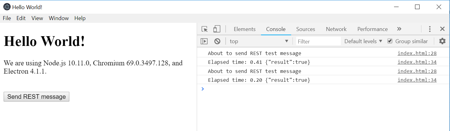 20 second delay before main process REST server can receive message from renderer process ...
