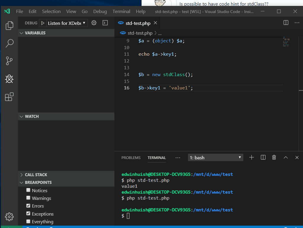 Is possible to have code hint for stdClass?? · Issue #556 · bmewburn/vscode-intelephense · GitHub