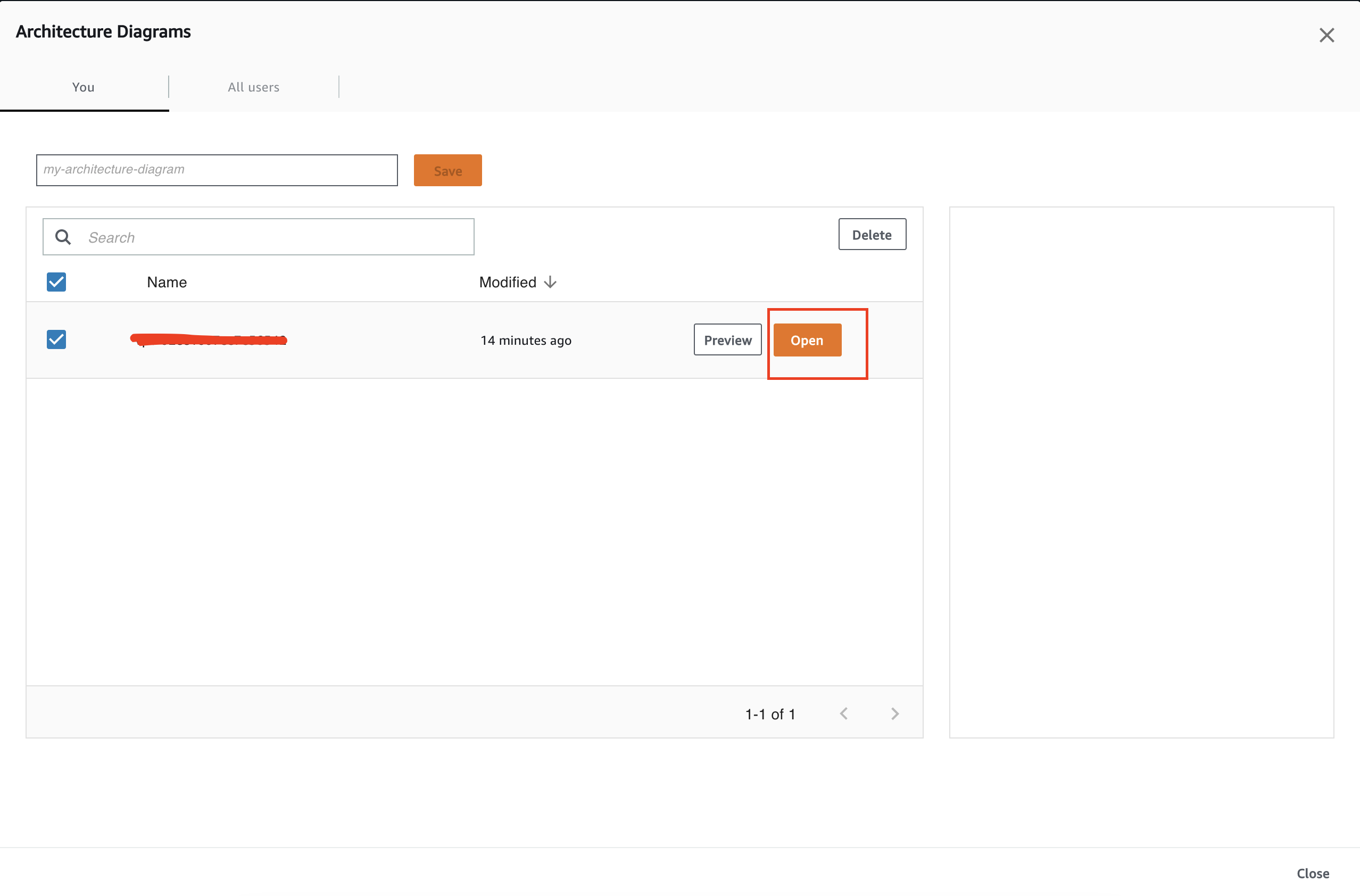 Architecture Diagrams --> Manage --> Open doesn't show saved diagram · Issue #178 · aws ...
