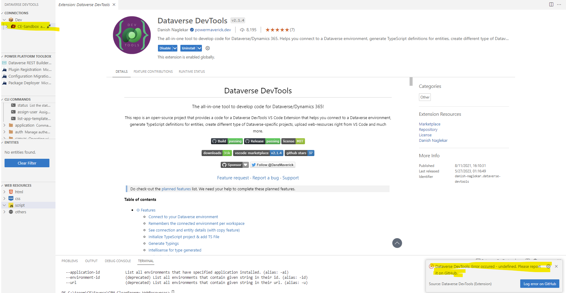 [Bug]: Cannot connect to Dataverse · Issue #119 · Power-Maverick/DataverseDevTools-VSCode · GitHub