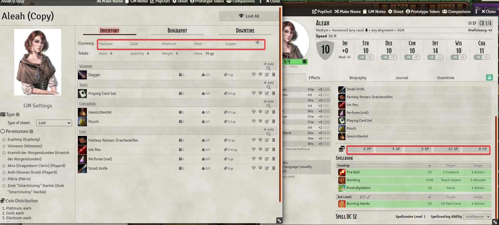 Change from Tidy5eSheet to loot sheet doesn't keep currency · Issue #183 · jopeek/fvtt-loot ...
