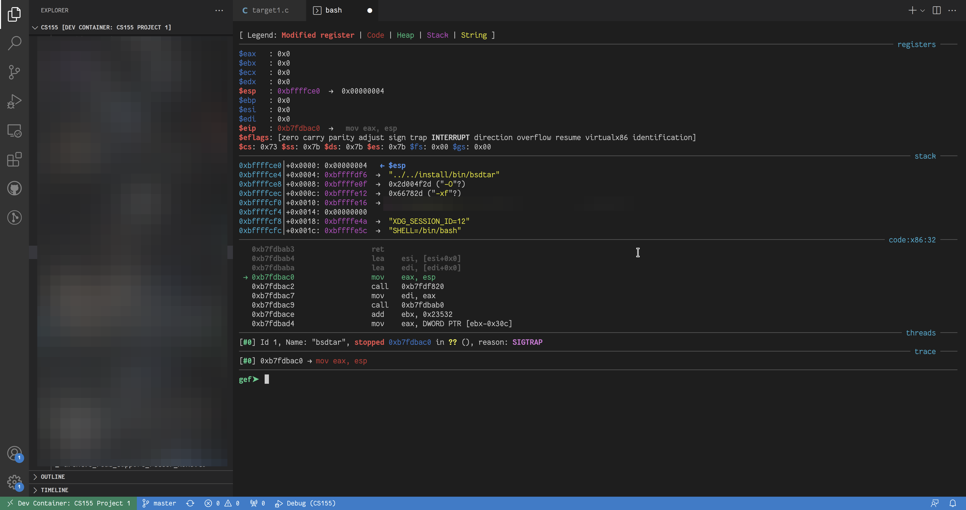 Using GDB Enhanced Features GEF In Integrated Debug Console Issue 