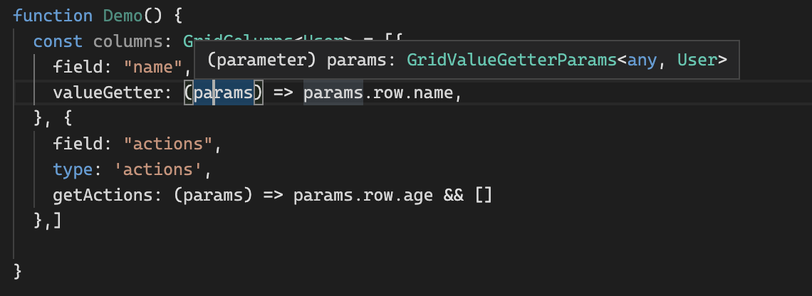 [data grid] getActions generic not working · Issue #4660 · mui/mui-x ...