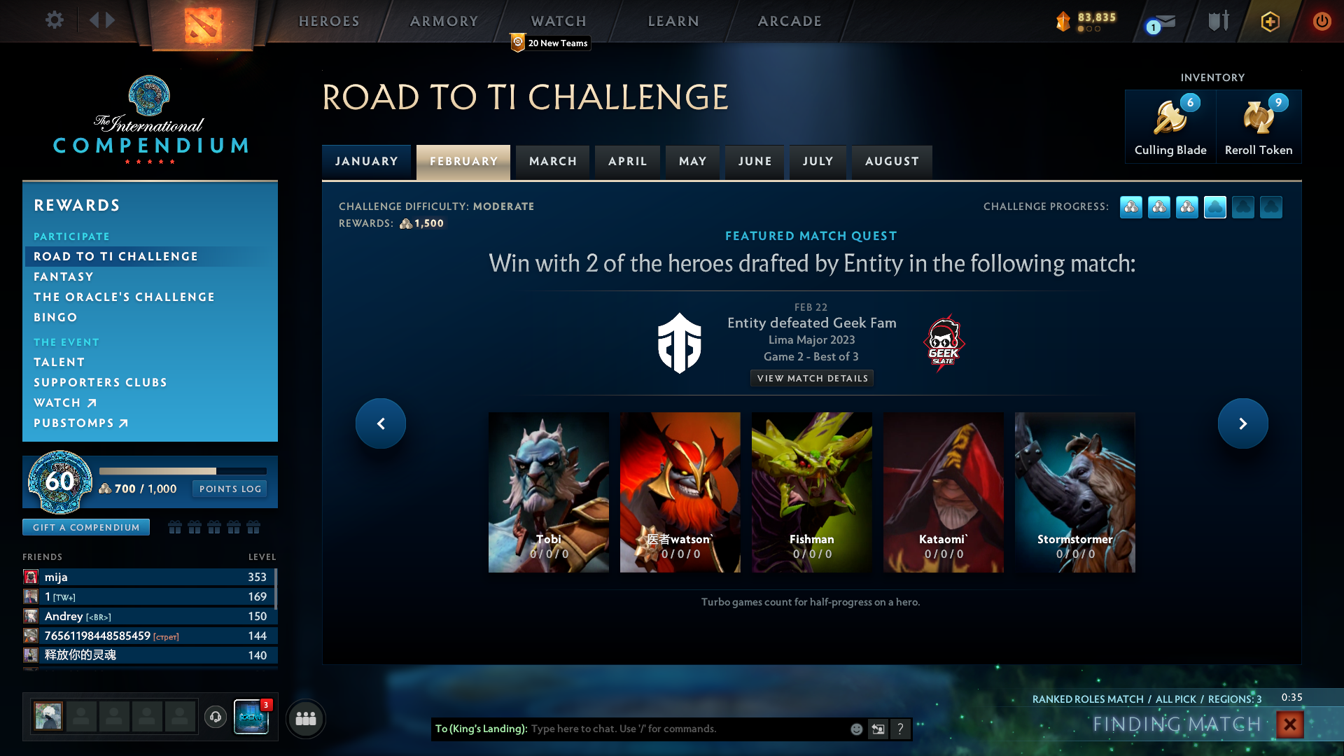 Doesn't show match details and score/numbers/items of players in road to TI Challenges · Issue ...