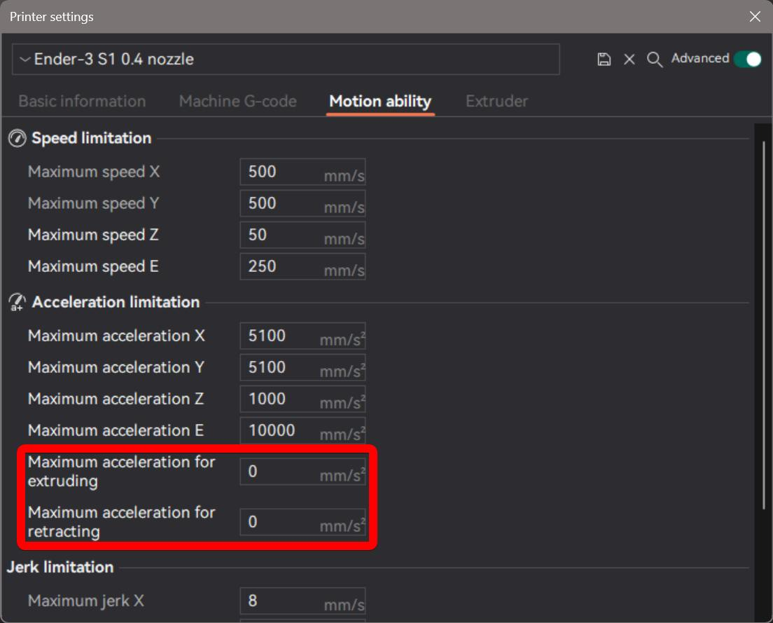 Acceleration values meant for Marlin, available with Klipper setup. · Issue #1477 · SoftFever ...