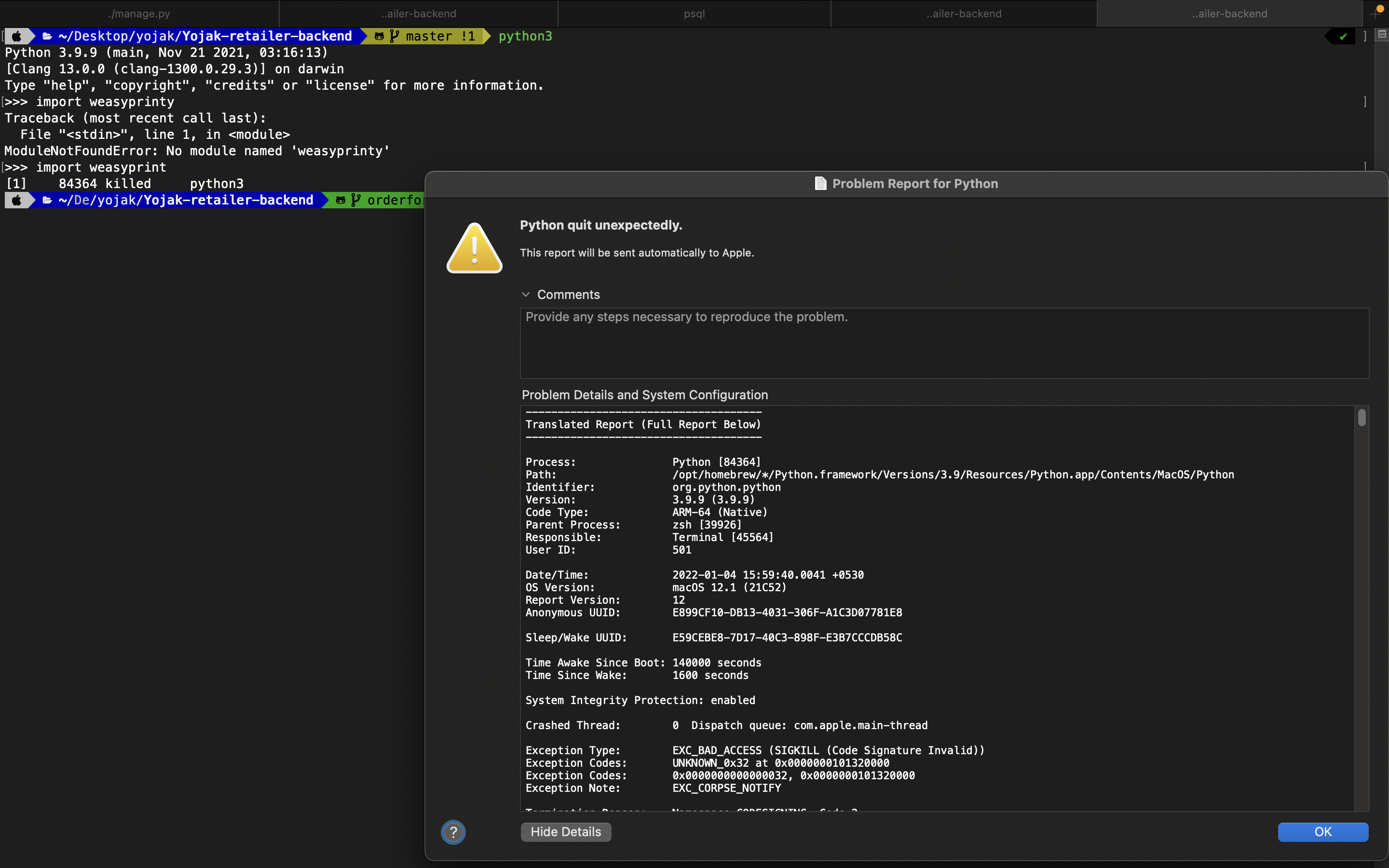 Weasyprint Killing Python Process on Macbook Air M1 · Issue #1533 ...