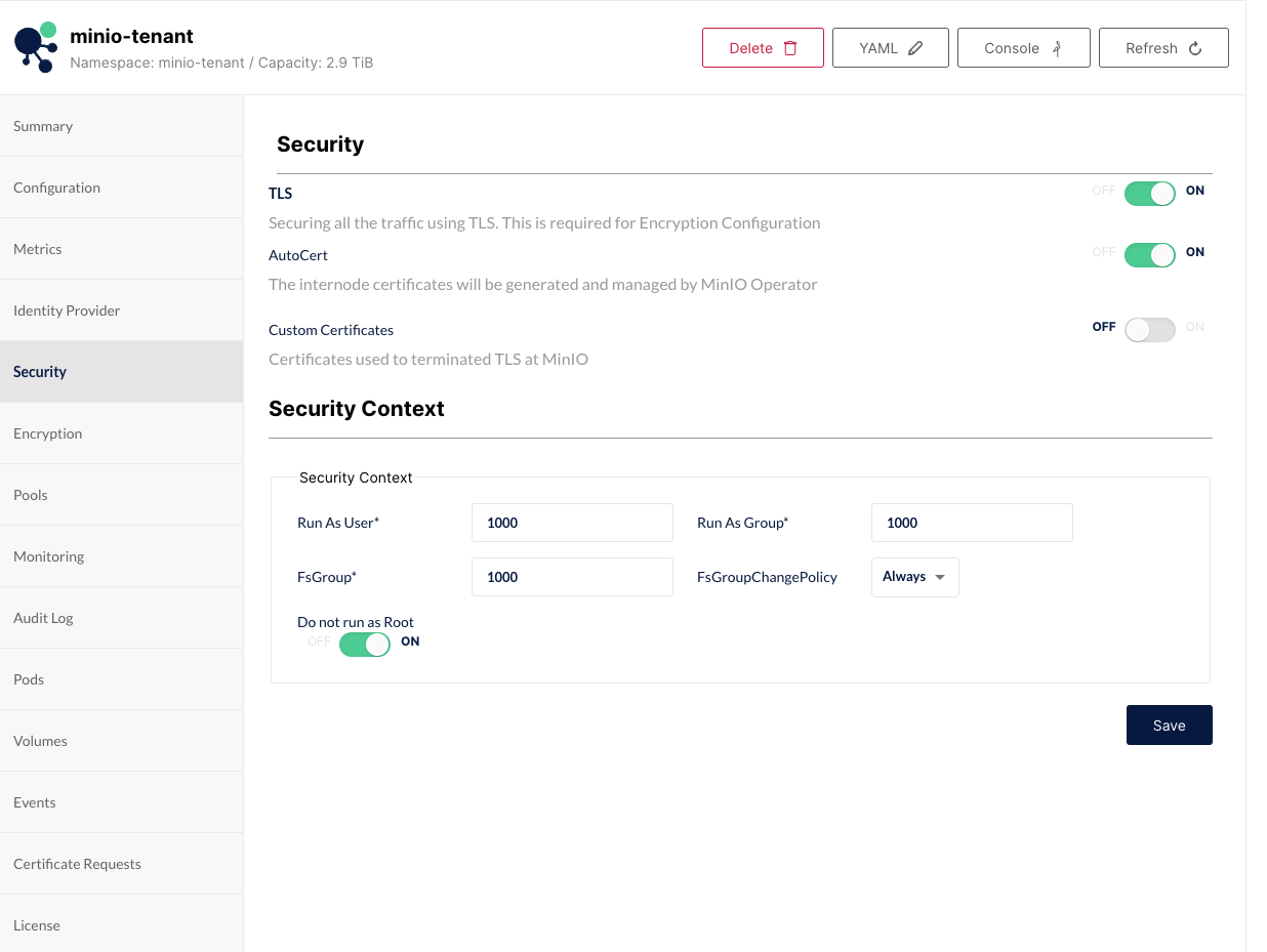 how can I close the tenant's tls option · Issue #1460 · minio/operator · GitHub