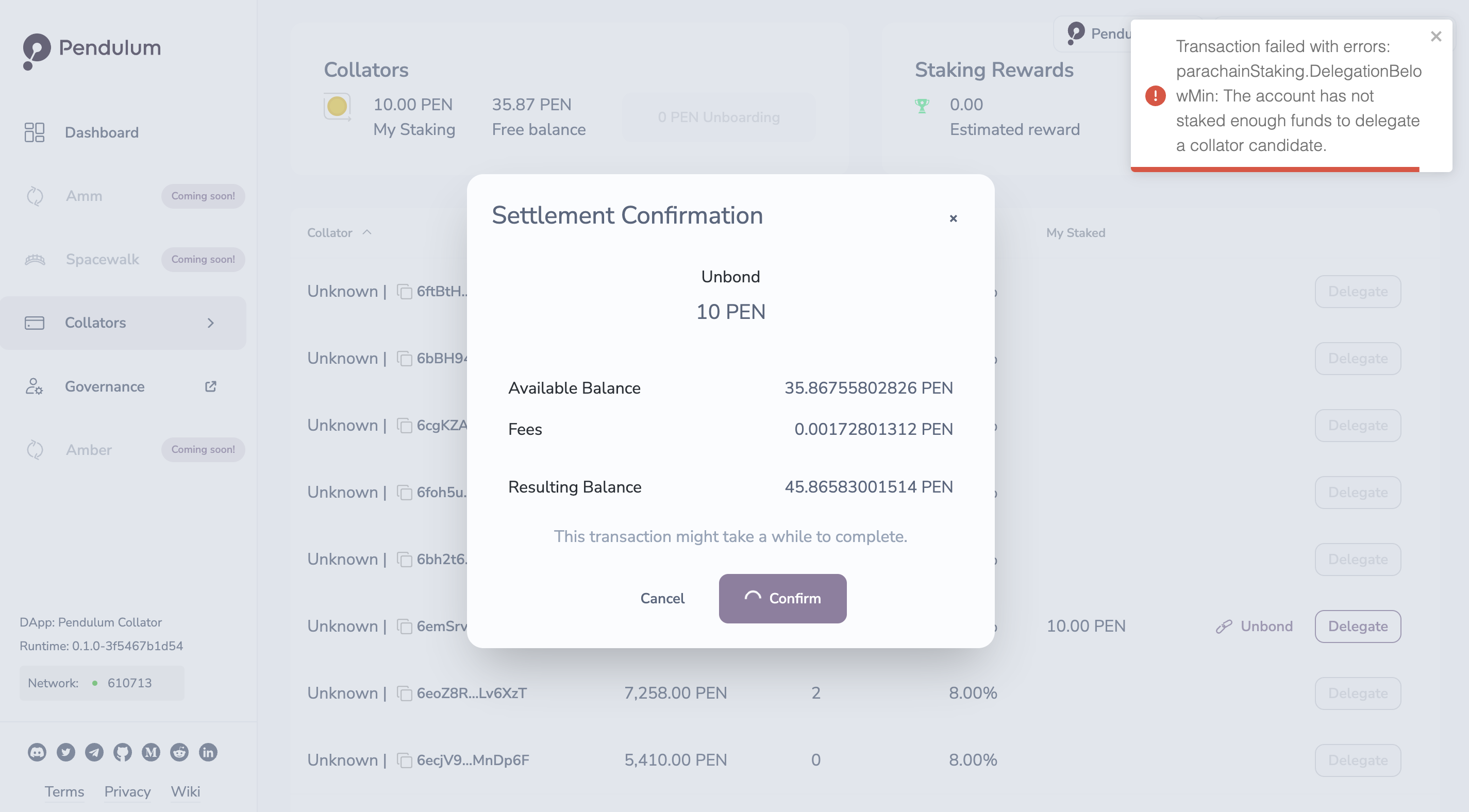unbond not working on Pendulum and Amplitude · Issue #146 · pendulum-chain/portal · GitHub