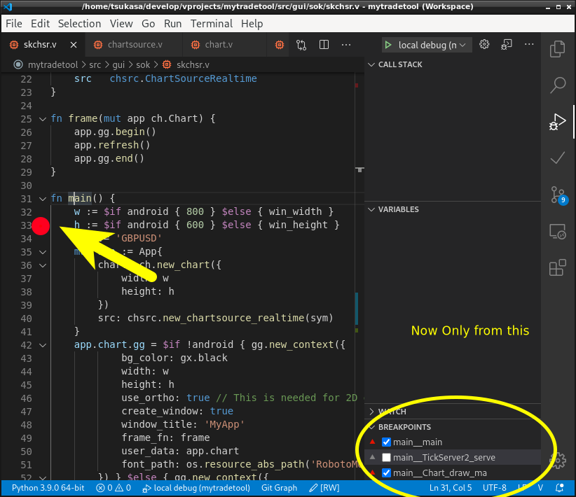 Setting Beak Point · Issue 172 · Vlang Vscode Vlang · Github
