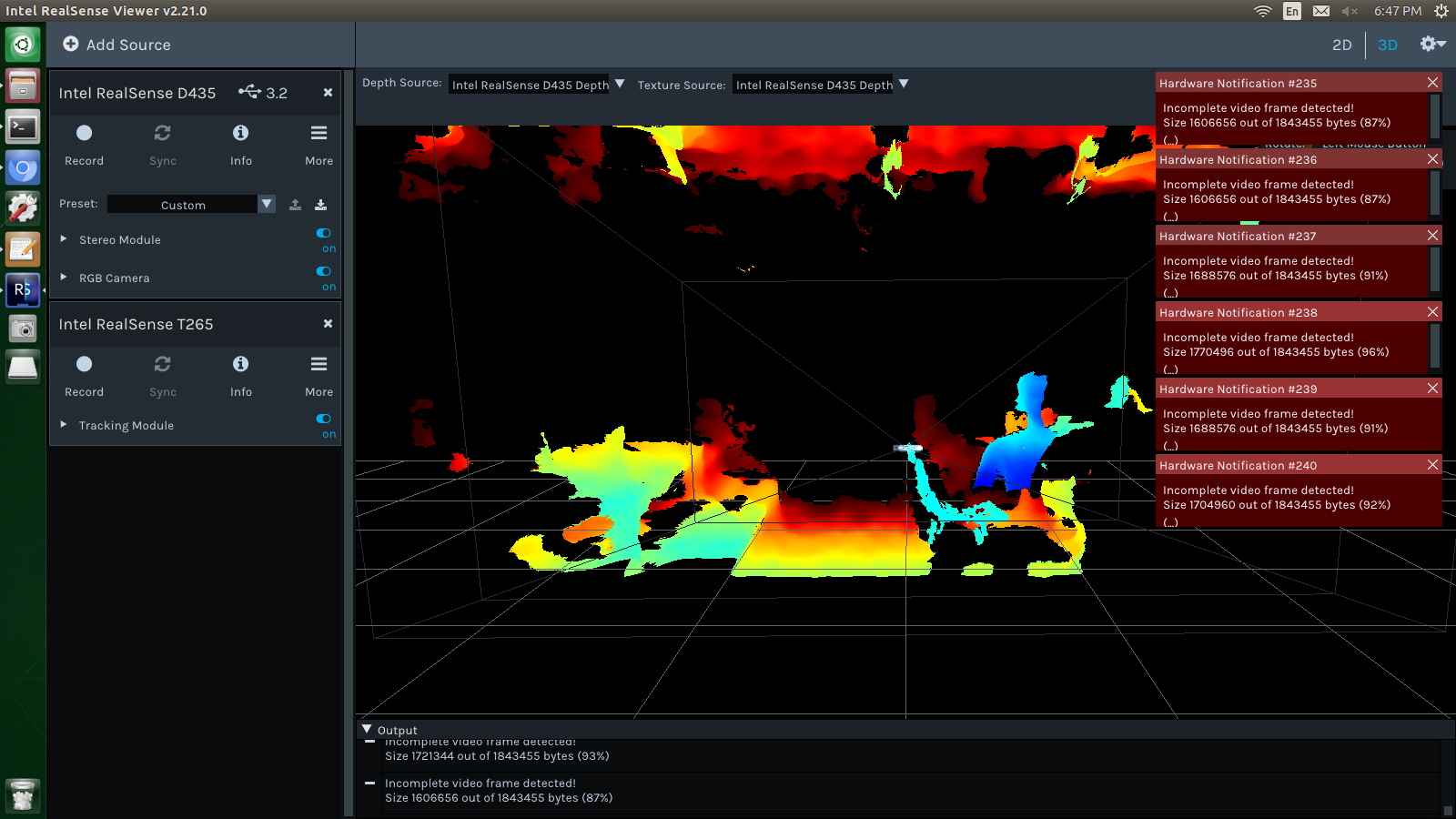 Issue with Realsense D435 and T265 On Launch :An error has occurred during frame callback: Error ...