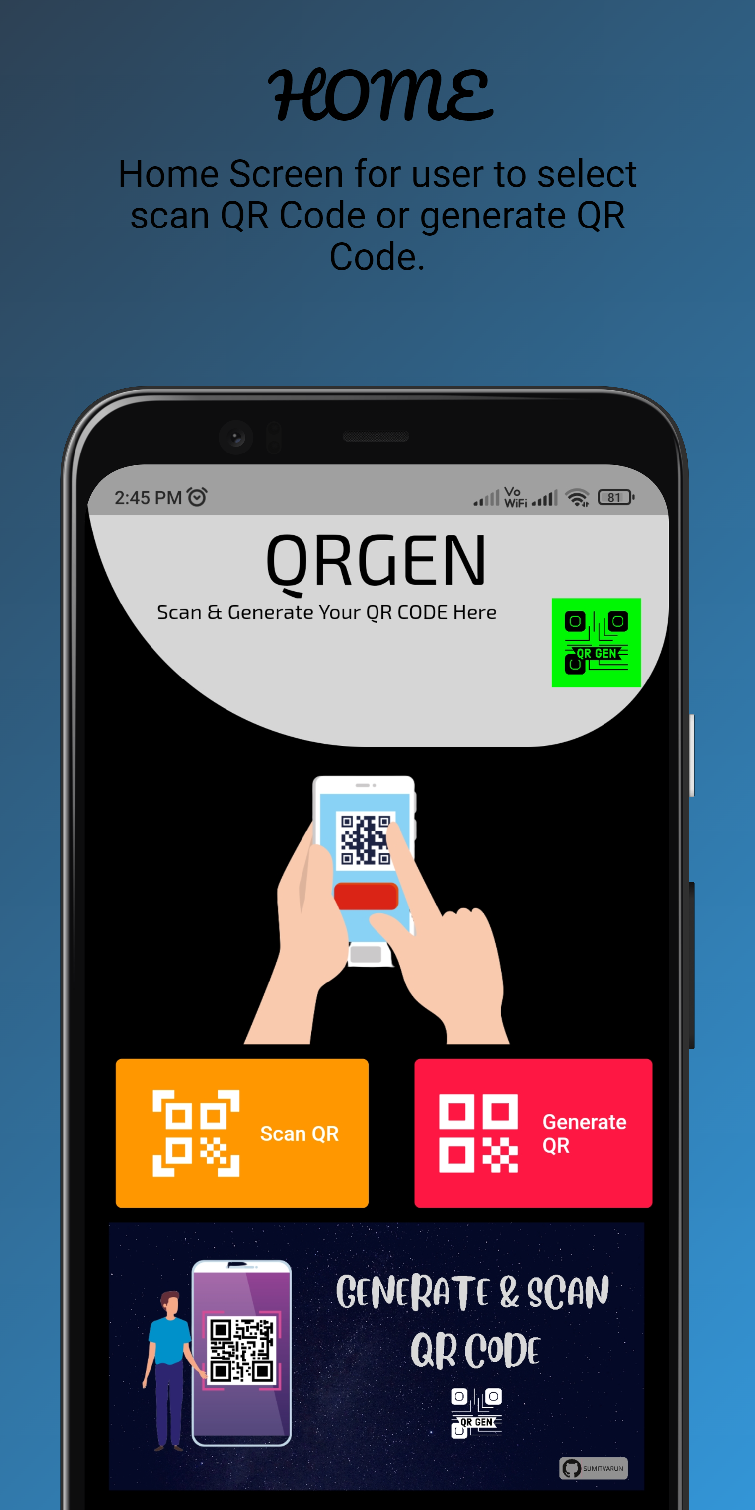 GitHub - sumitvarun/QRGEN: The features of QRGEN Application is scanning QR Code using Camera ...