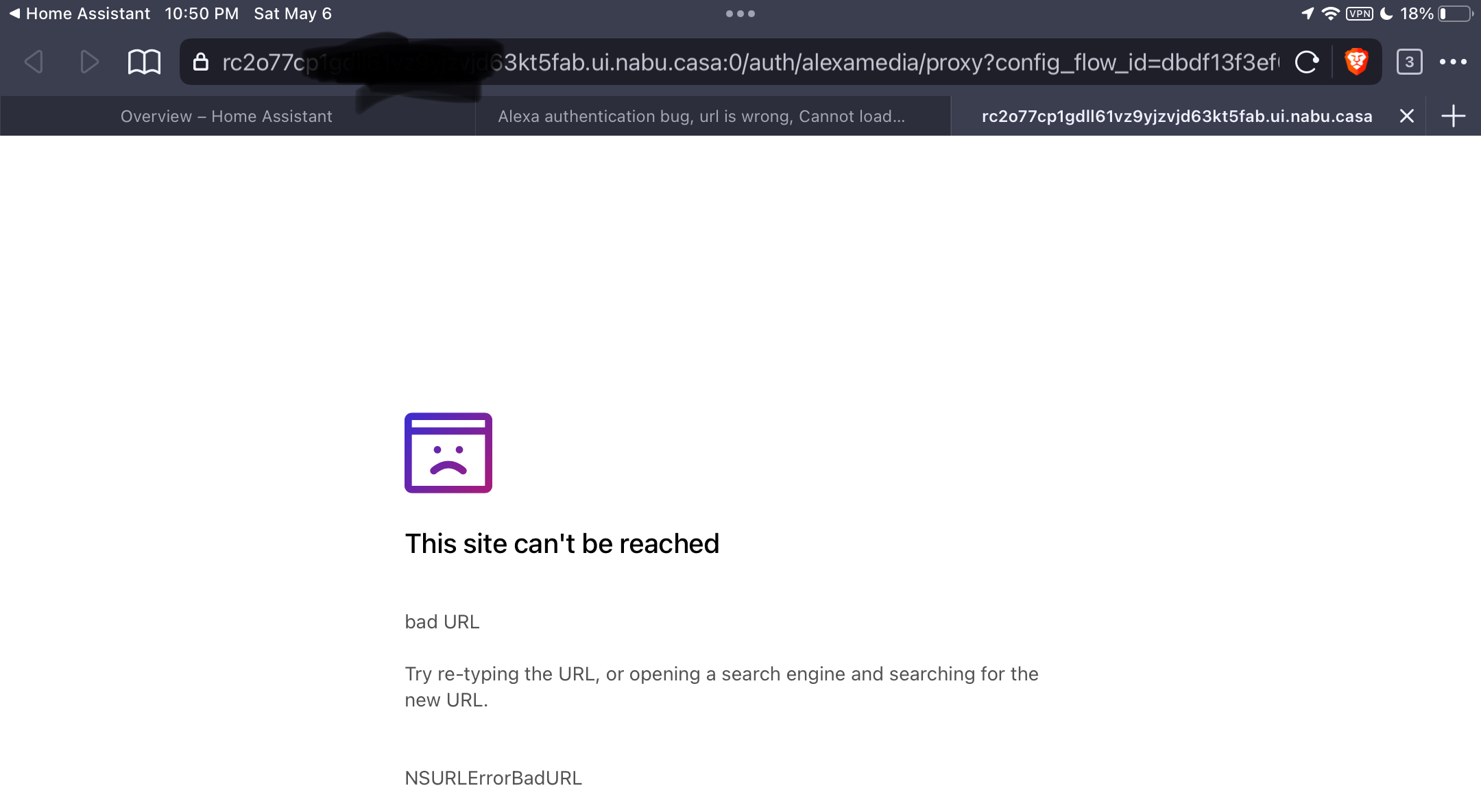 Alexa authentication bug, url is wrong, Cannot load Integration · Issue ...