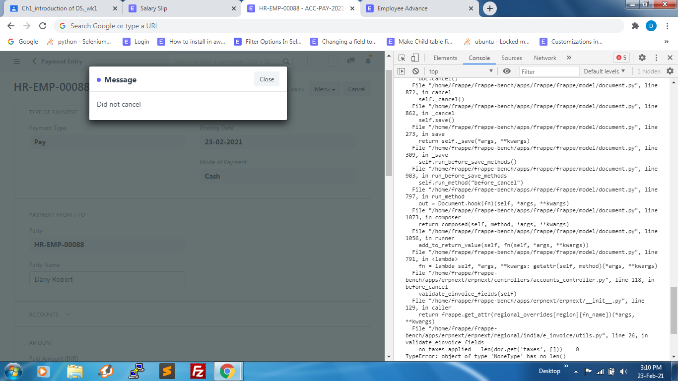 Cannot Cancel Payment Entry · Issue 24712 · Frappe Erpnext · Github