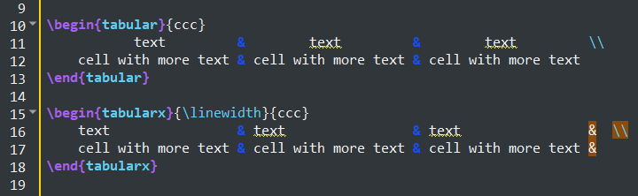 "Align Columns" adds extra column to tabularx · Issue #3221 · texstudio-org/texstudio · GitHub