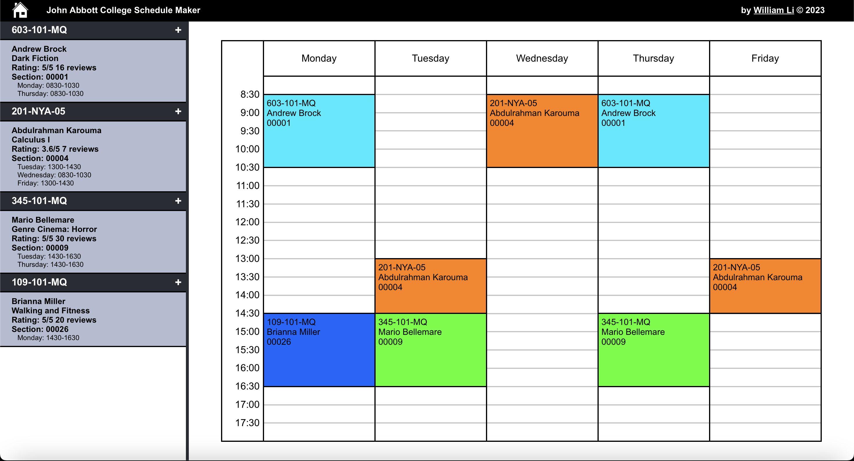GitHub - willi-li-am/schedule-maker: Schedule maker for John Abbott College