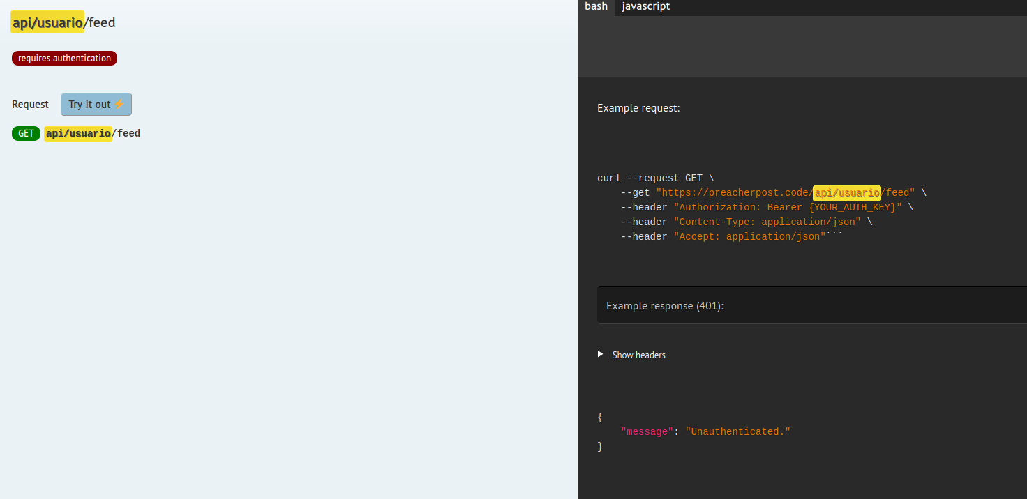 401 status on authenticated endpoint · Issue #242 · knuckleswtf/scribe · GitHub