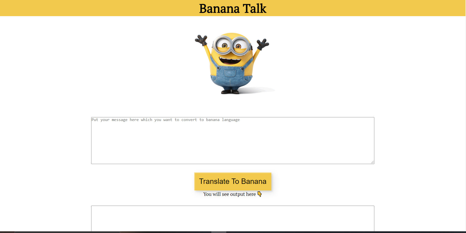 GitHub - viru2001/minion-banana-speak: Minion Banana translator app built using Vanilla JS and ...