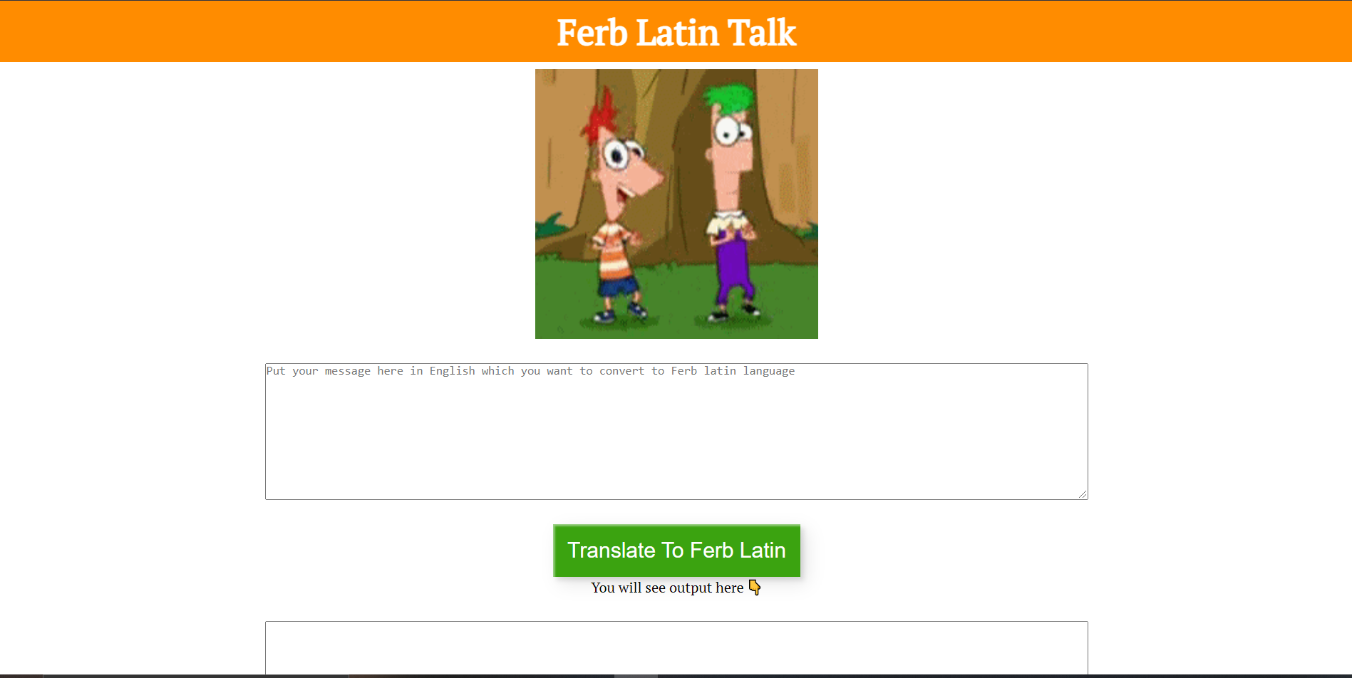 GitHub - viru2001/ferb-latin-talk: Ferb Latin translator app built using Vanilla JS and fun ...