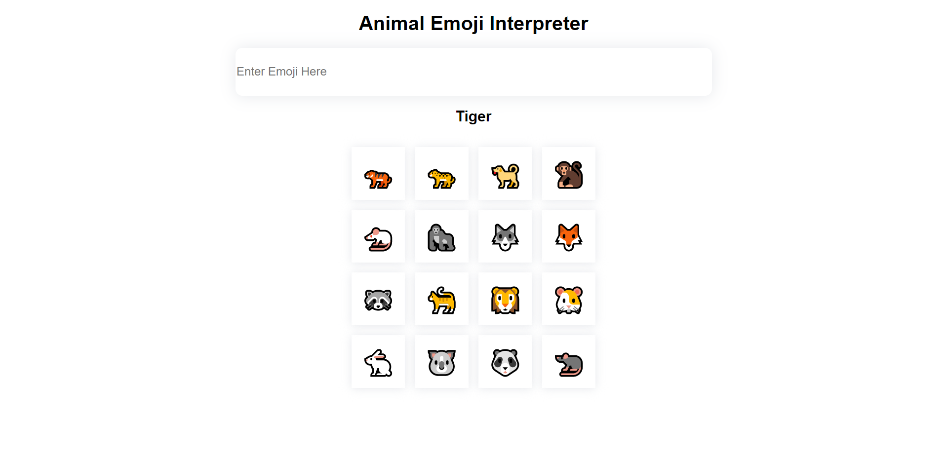 GitHub - viru2001/animal-emoji-interpreter: Fruit Emoji Interpreter built using React.js