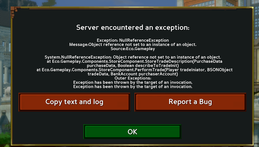 USER ISSUE: Players crash when selling at my Store · Issue #23584 · StrangeLoopGames/EcoIssues ...