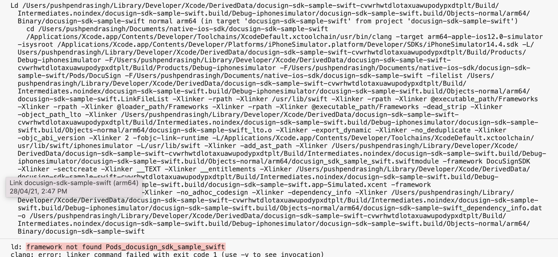 Facing issue in running docusign-sdk-sample-swift · Issue #77 · docusign/native-ios-sdk · GitHub