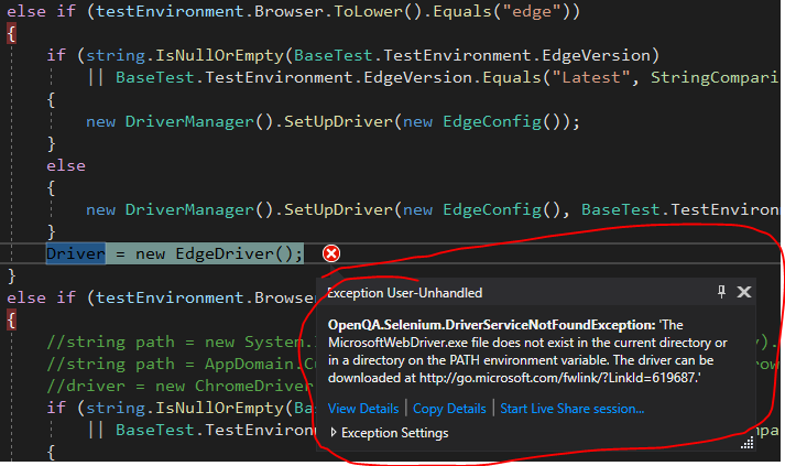 New Edge - getting OpenQA.Selenium.WebDriverException: Unexpected error. Unknown error · Issue ...