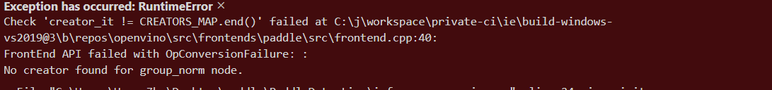 [Bug] openvino2022 loaded paddle model failed · Issue #12436 · openvinotoolkit/openvino · GitHub