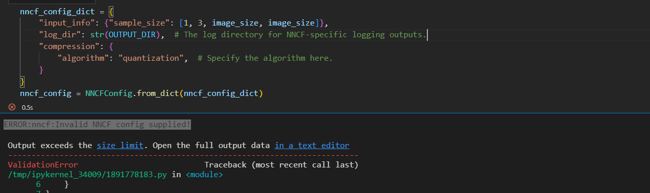 ERROR:nncf:Invalid NNCF config supplied! · Issue #1594 · openvinotoolkit/nncf · GitHub