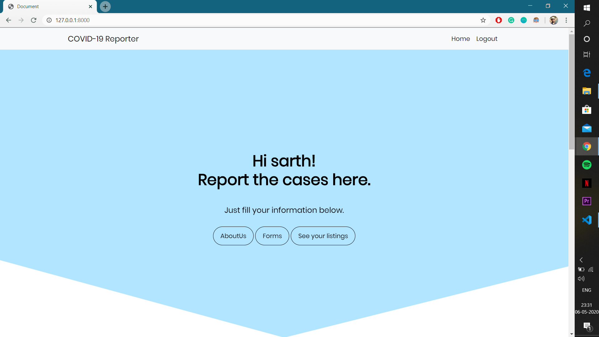 GitHub - SarthV/COVID-Reporter: A sample website to report any nearby ...