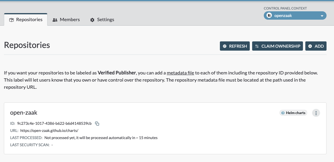 A developer I would like the helm chart to contain packages and be available on artifacthub.io ...