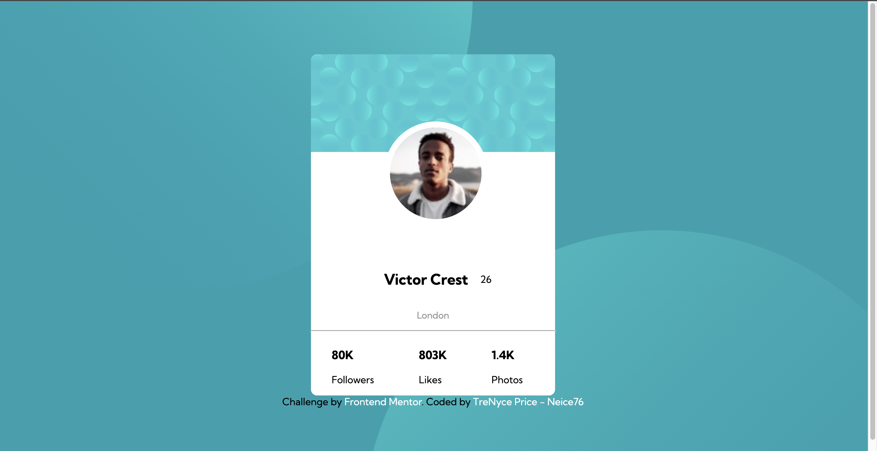 Github Trenycecodes Frontend Mentor Profile Card Solution Solution