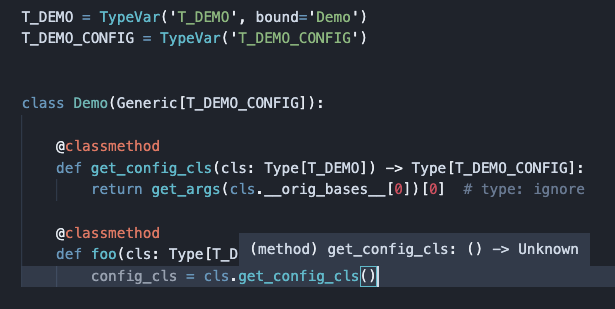 Failed to infer the generic return type of class method. · Issue #3204 · microsoft/pyright · GitHub