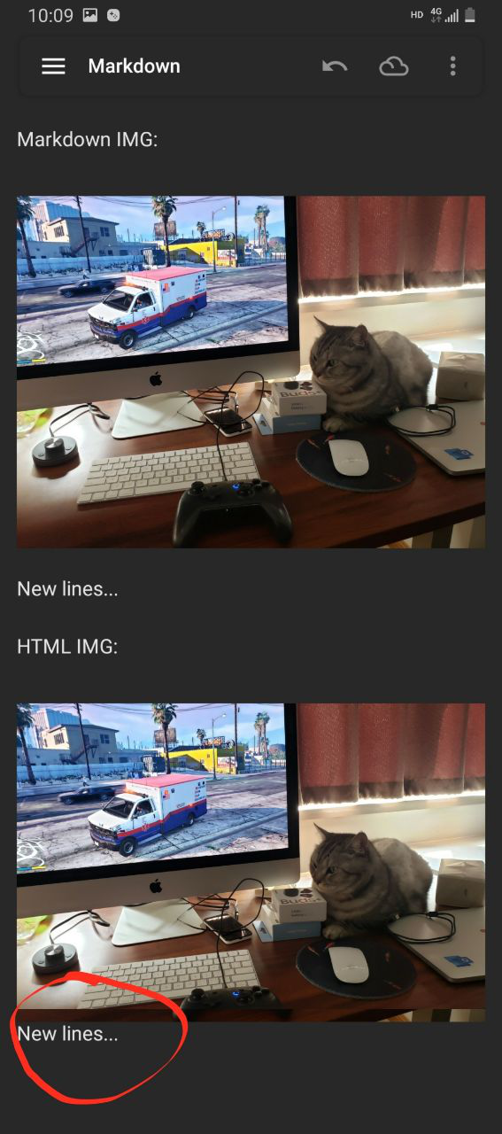 HTML tag will swallow the first newline after it · Issue #212 · noties/Markwon · GitHub