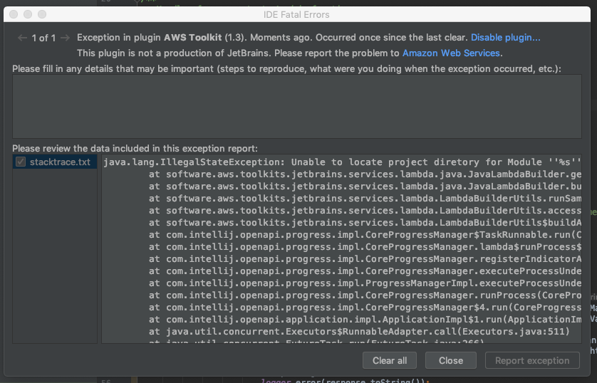 Illegalstateexception After Update To Aws Toolkit 13 · Issue 935 · Awsaws Toolkit Jetbrains 4072