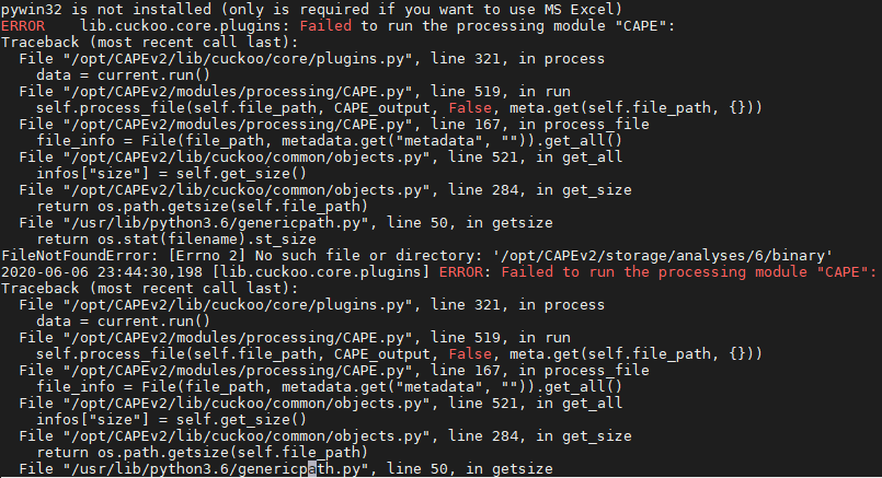 URL Submissions failed_processing · Issue #210 · kevoreilly/CAPEv2 · GitHub