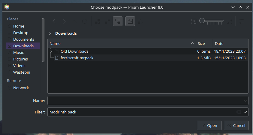 Add modpack import filter for all supported file types · Issue #1865 · PrismLauncher ...