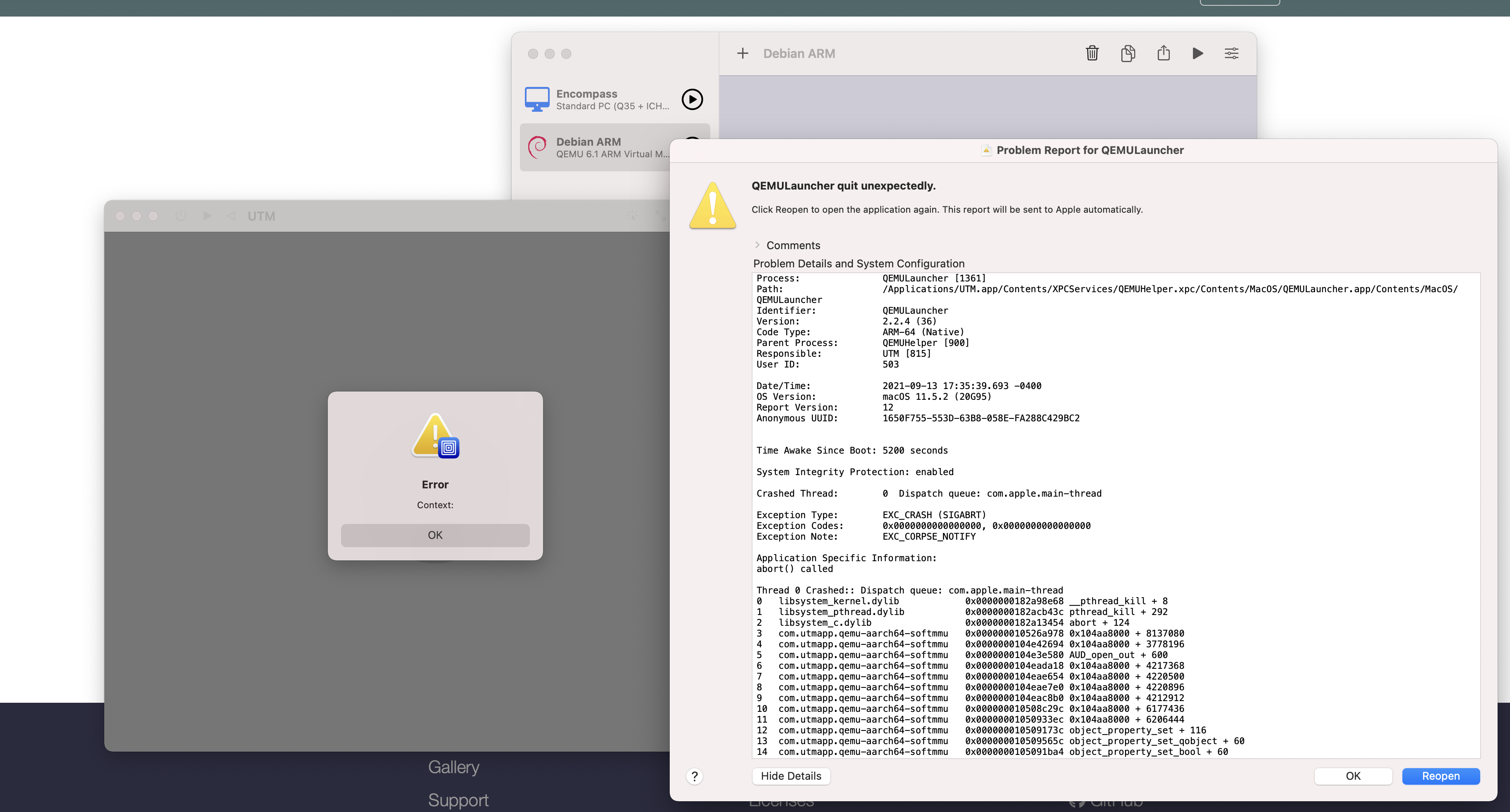 Unable to start a VM from Gallery · Issue #3111 · utmapp/UTM · GitHub