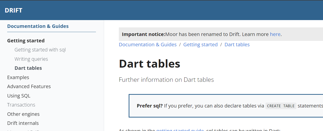 Documentation issue: DartTables indexing · Issue #1827 · simolus3/drift · GitHub