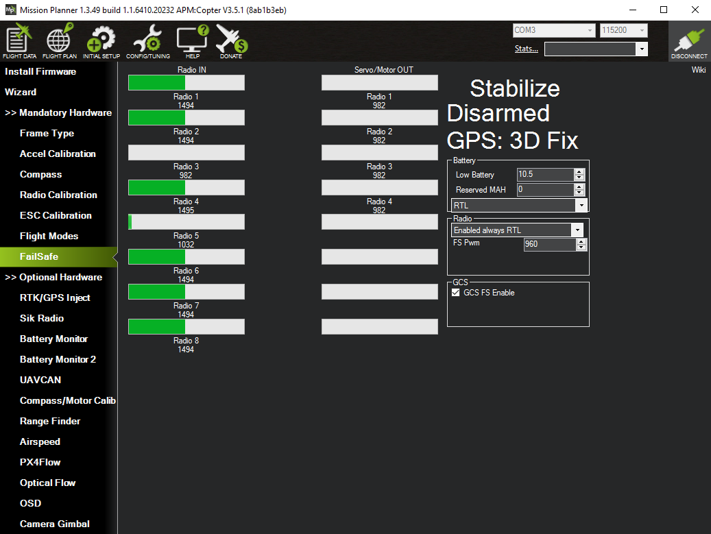 Wizard failsafe step doesn't pickup current failsafe actions and doesn ...