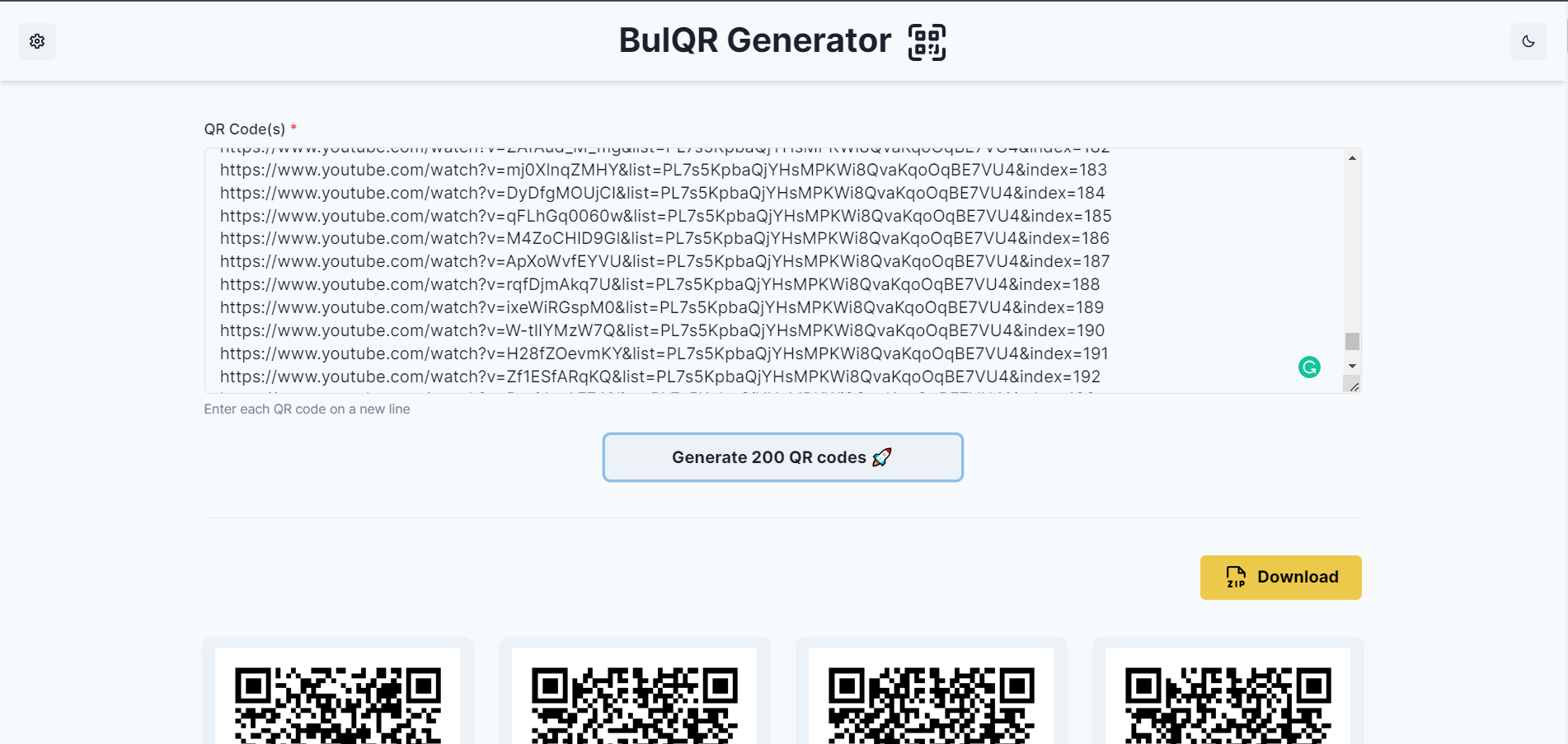 Bulk QR Code Generator Built With React