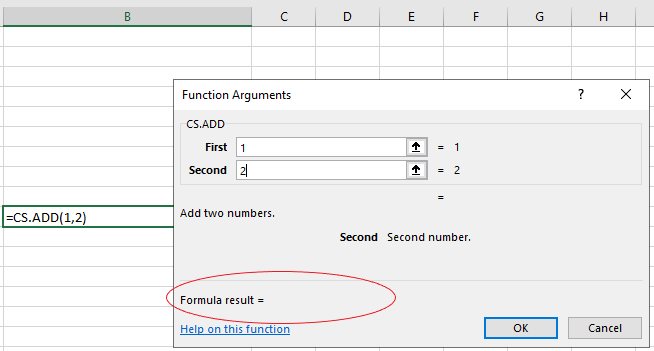 Show Result For Excel Custom Function In Function Arguments Dialog 