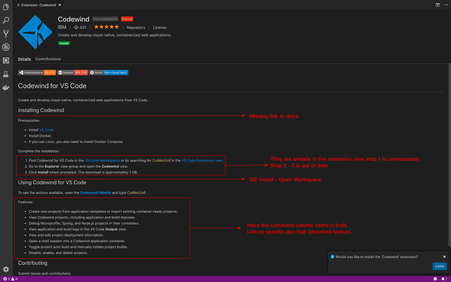 Improve Writing of Codewind Extension Readme · Issue #150 · eclipse-archived/codewind · GitHub